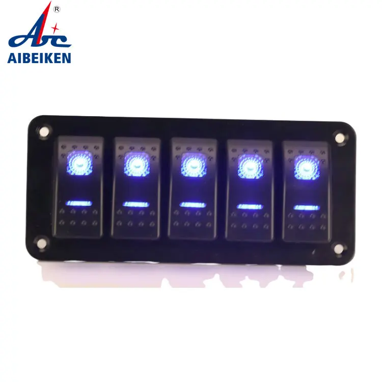Dash 5 Pin On Off 2 Led Blue 5 Gang Toggle Switches Waterproof Rocker ...