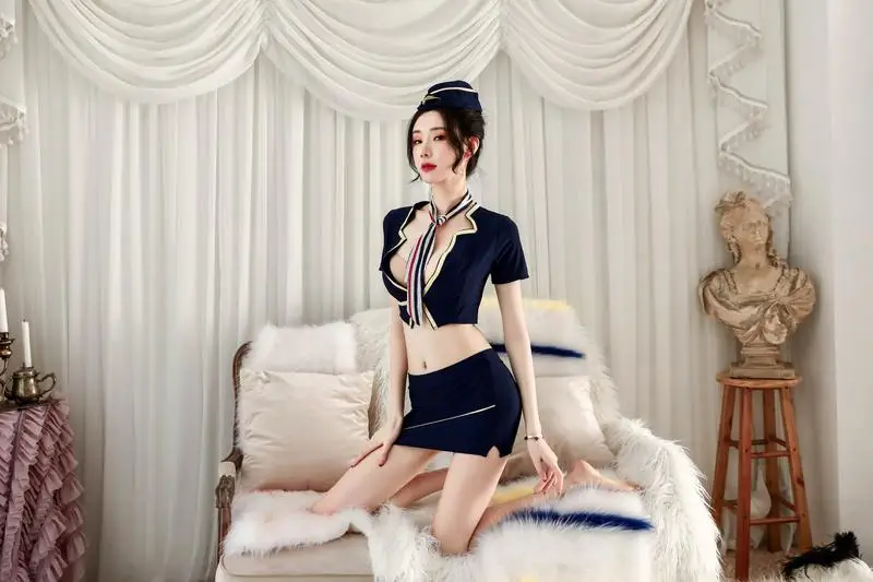 Stewardess Uniform Erotic Temptation Sexy Flight Attendant Costume