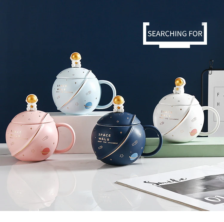 Summer New Round Cartoon Spaceman Planet Ceramic Mug - Buy Planet ...