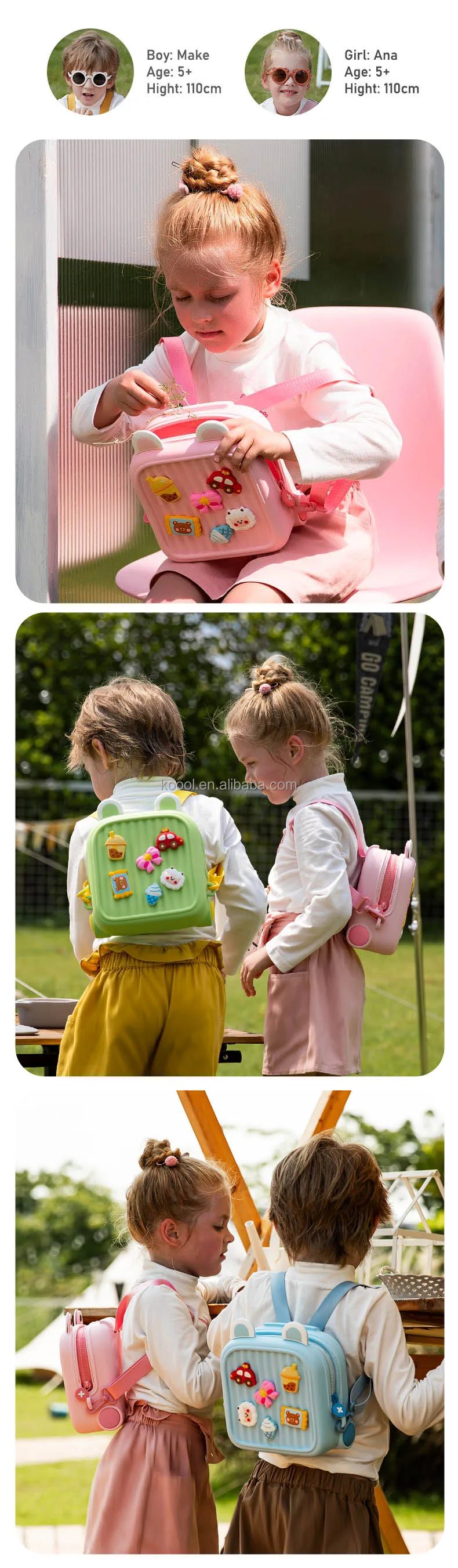 KOOOL 3D Cartoon DIY EVA Rubber Waterproof Kids Bag Backpacks