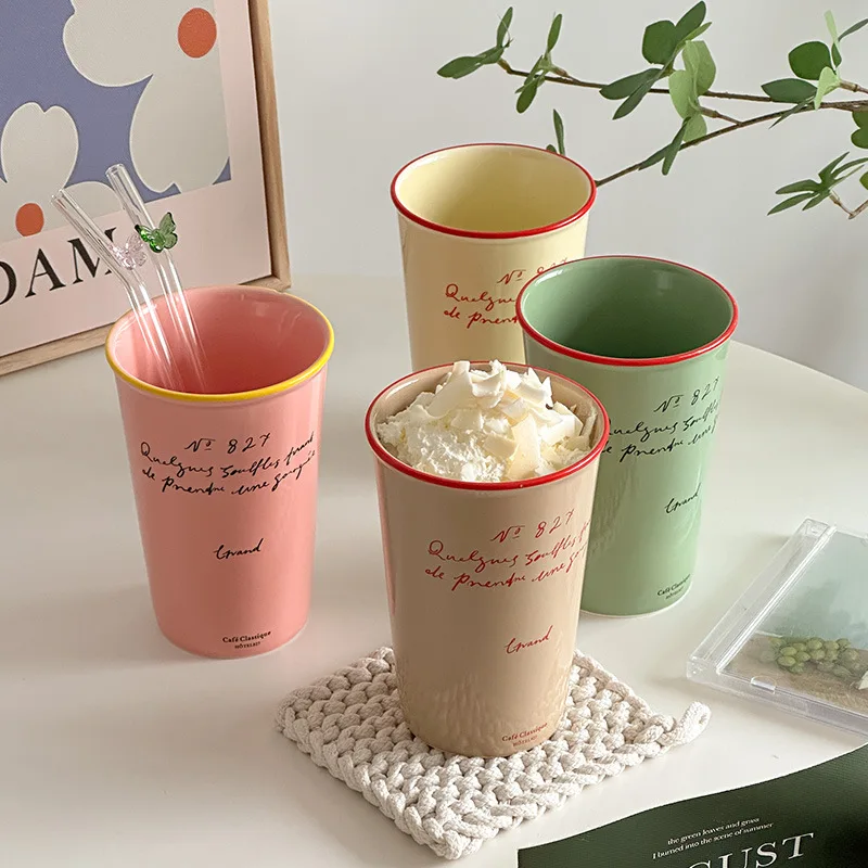 Custom Logo Korean Cream Color Paper Cup Style Vintage Mug