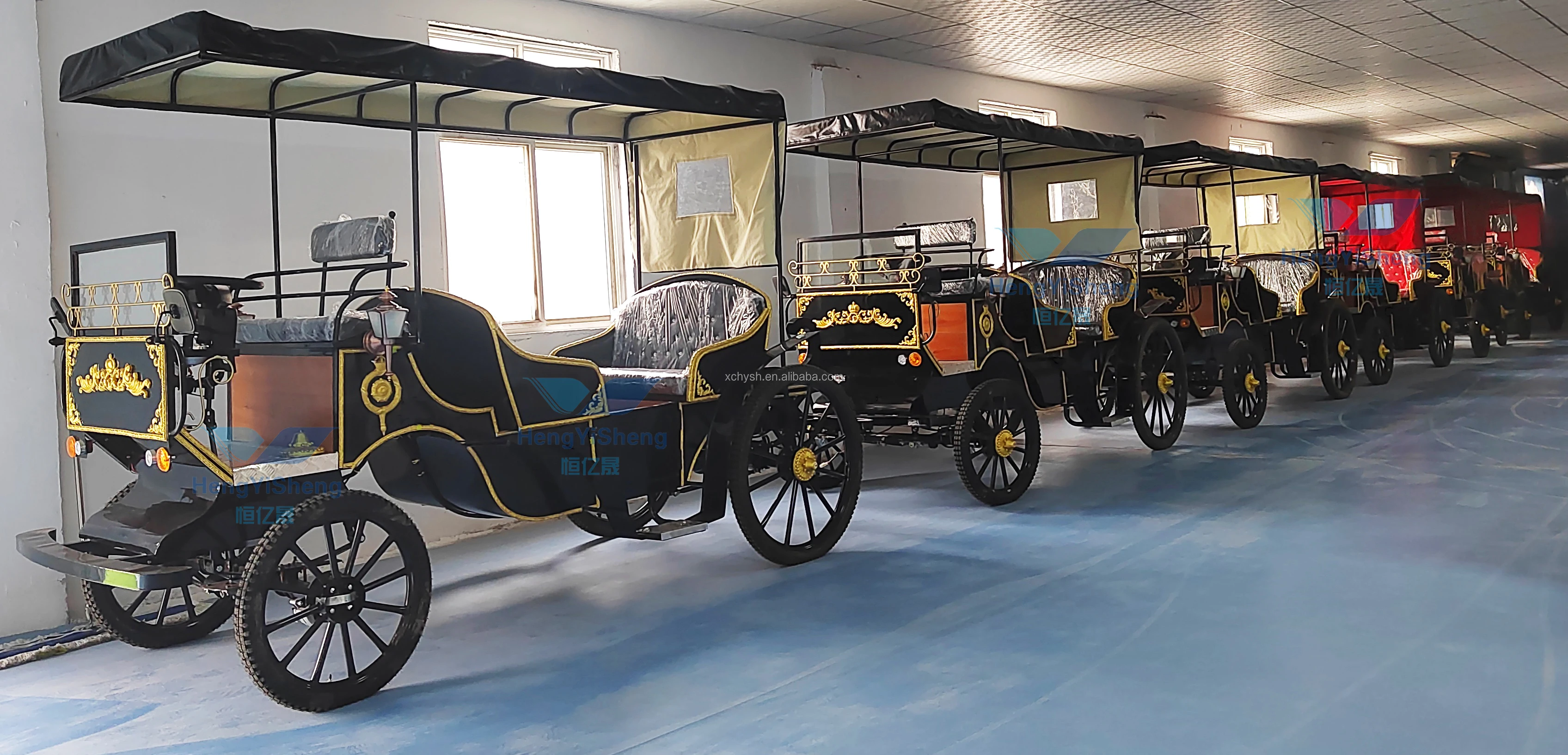 Fashion Sightseeing Horse Carriage With Canopy Retro Sightseeing ...