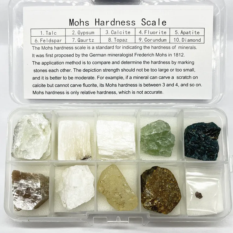Mohs Scale Of Hardness 10 Kinds Mineral Specimen For Hardness Test Kit ...