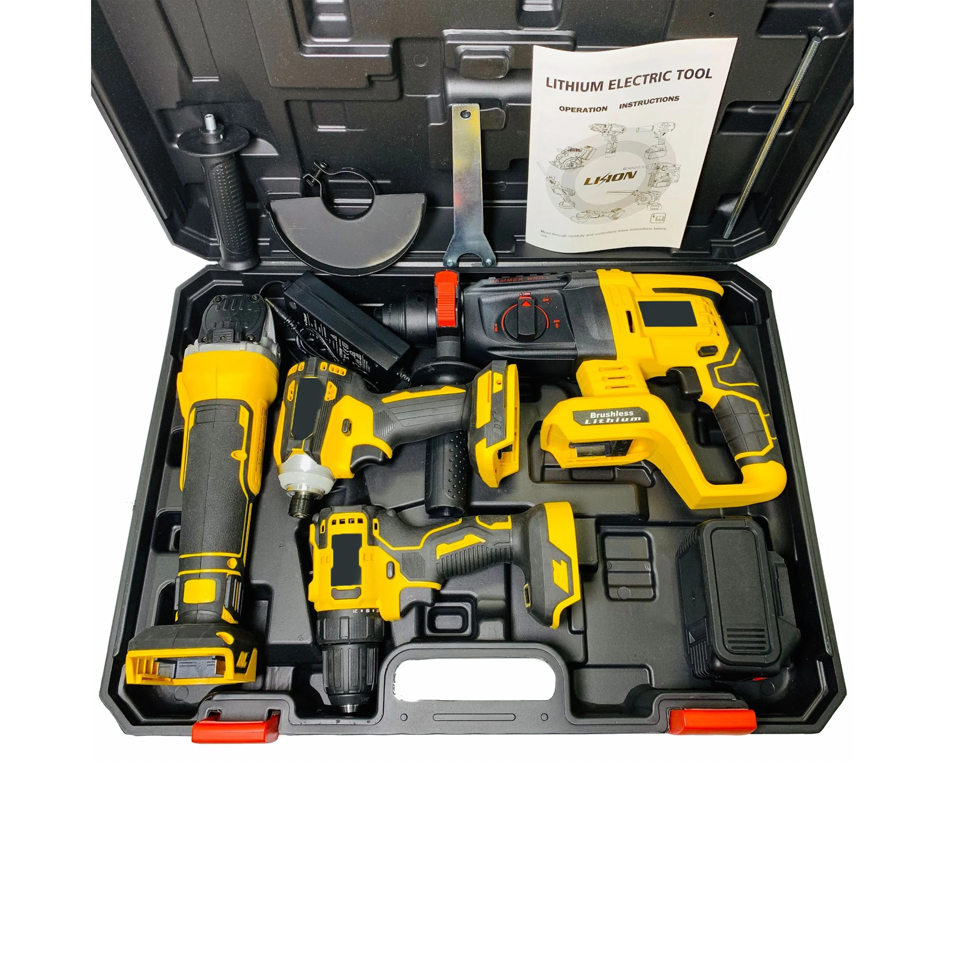 Professional 20V Cordless Power Tools Combo Set With Brushless Motor Power Hammer Drills Battery ...