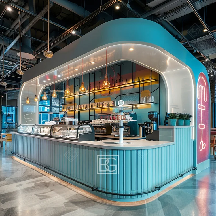 New Decoration Cafe Display Cabinet Kiosk Wooden Interior Design