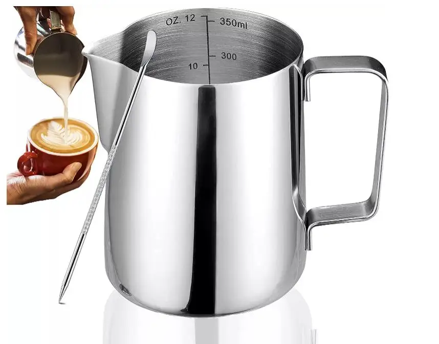 Latte Art Chai Cappuccino Hot Chocolate Stainless Steel Milk Frothing ...