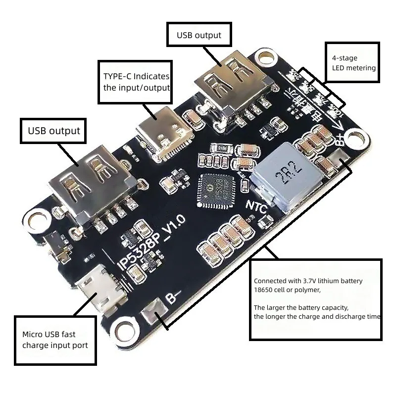 18650 Lithium Battery Mobile Power Bank Module Diy Board 5v 2.1a/1a/2 ...