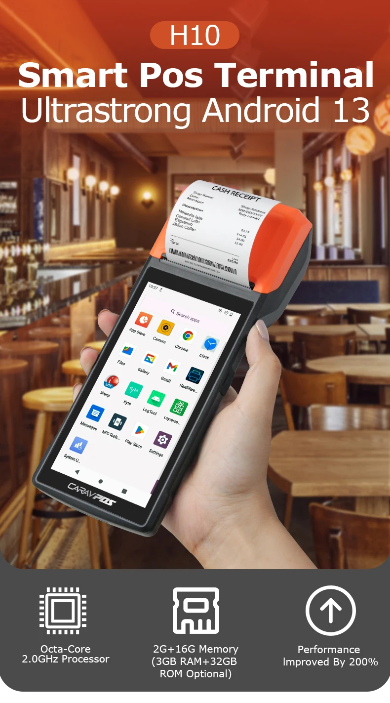 POS Terminal Android 13 8 Core Handheld Smart POS Printer