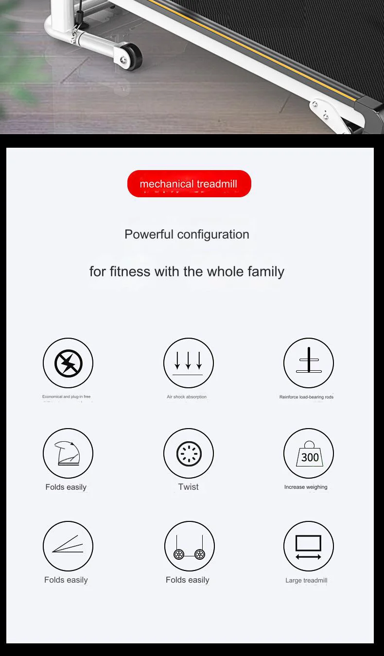 Unpowered Treadmill - Manual Folding Treadmill for Home