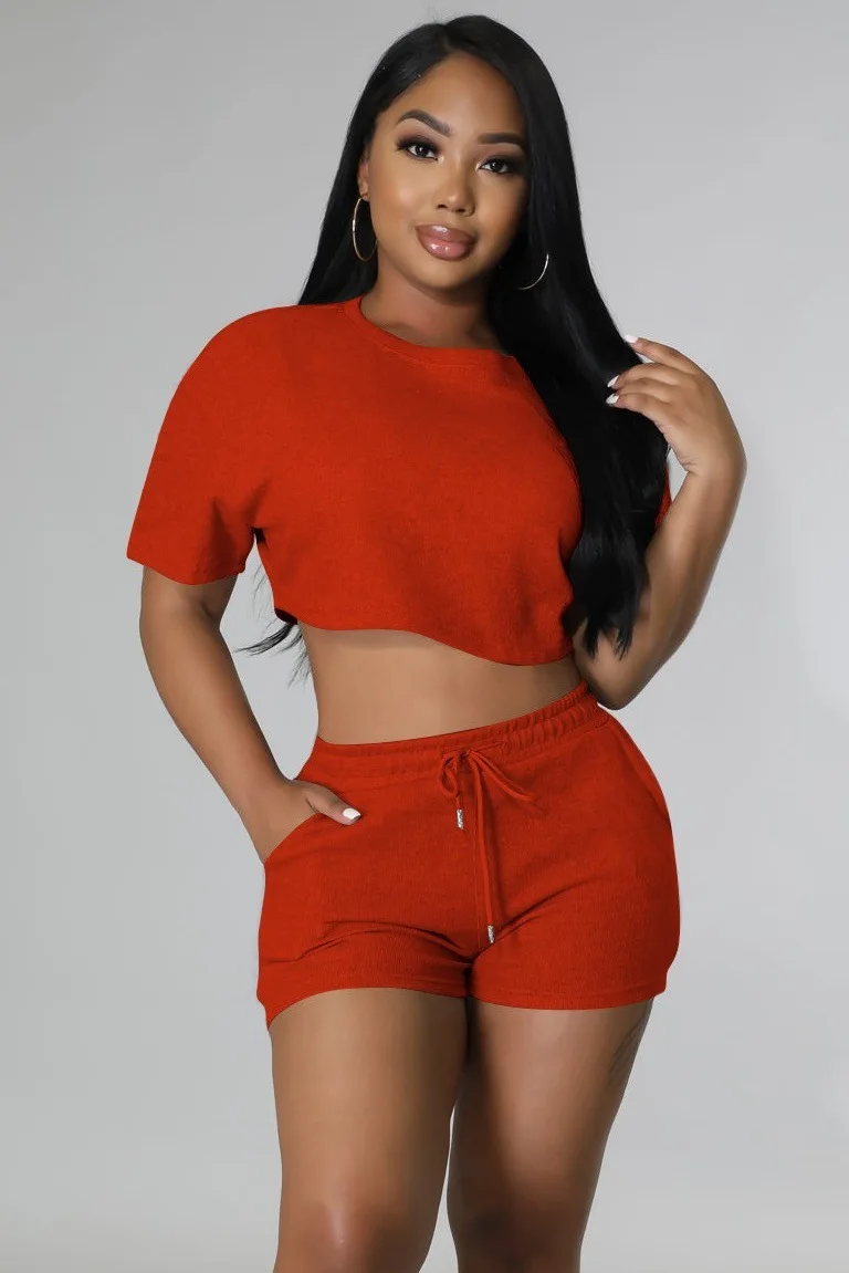 New Arrival Custom Logo Summer Casual Two Piece Set Women Clothing