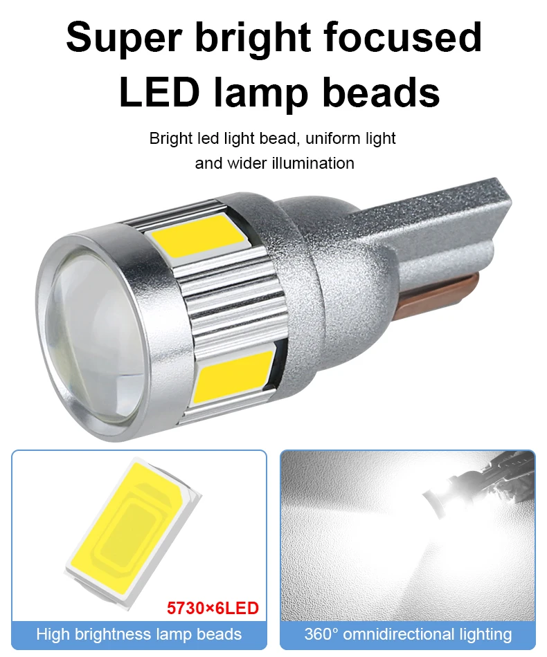 White Color 5730 6smd 12v Canbus Auto Wedge Parking Lights Width ...