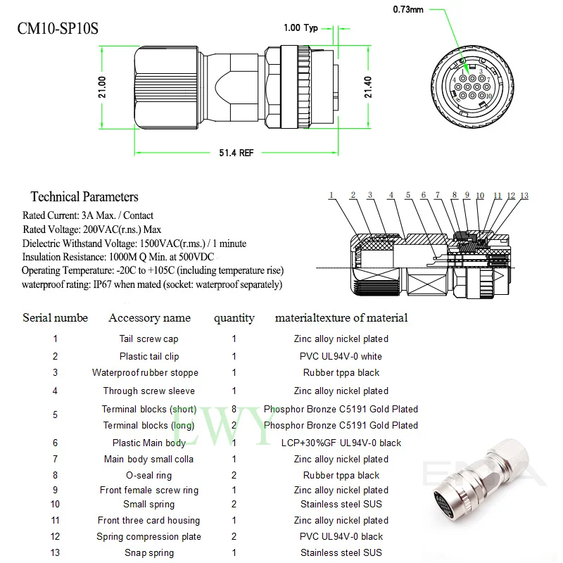 编码器插头连接器mr-j3scns Cm10-sp10s Cm10-sp2s 10针2针伺服电机mr-bkcns1 Ddk Cm10-ap10s Cm10-ap2s Cm10-r2p 10p ...