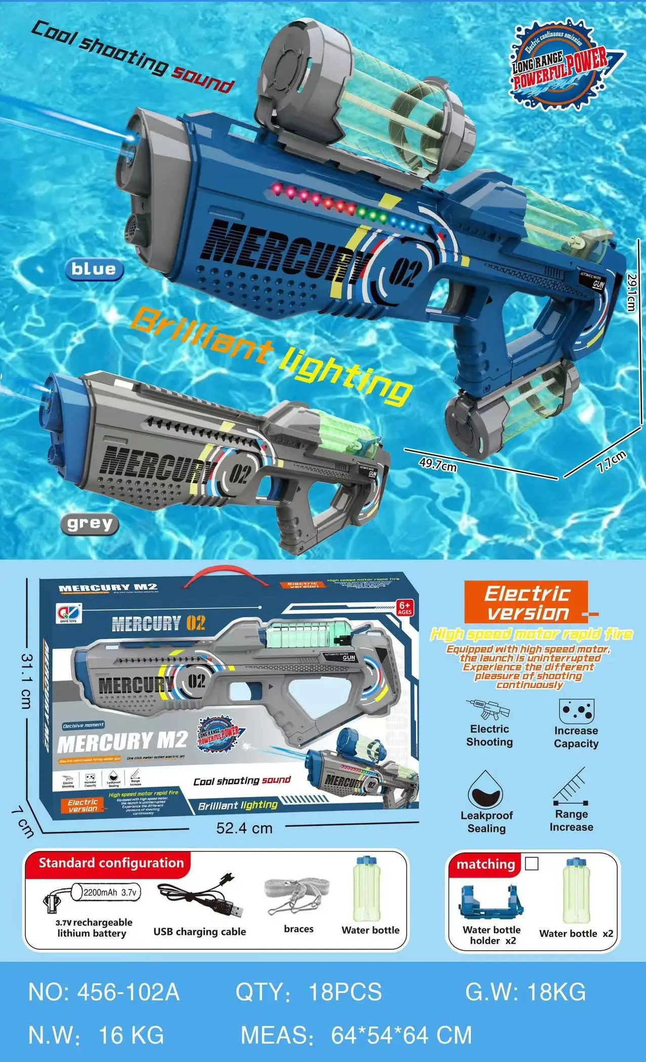 Powerful Automatic Water Pistol For Boys Realistic Electric Machine Gun ...