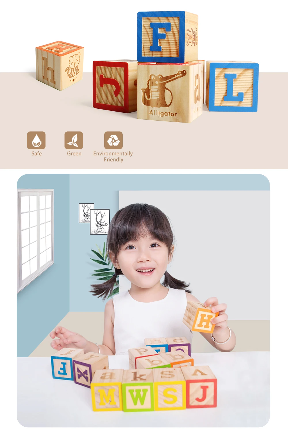 Educational Learning Wooden Letter Alphabet Blocks For Kids - Buy ...