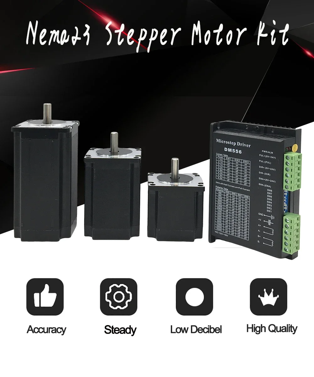 Nema23 Stepper Motor Driver Kit 3a 2phase 8mm Axle 1.2nm 2nm 3nm 57mm ...