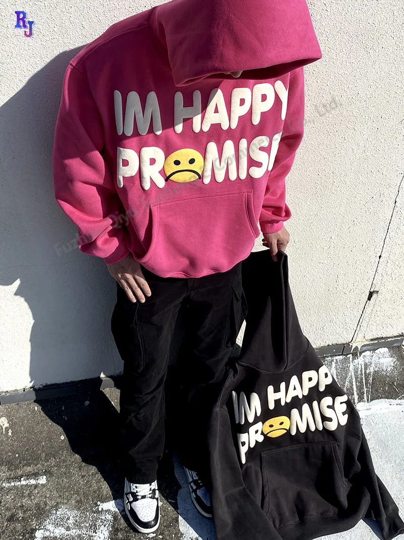 Premium Custom Puff Print Hoodi 100%cotton Fleece Heavy Thick Screen ...