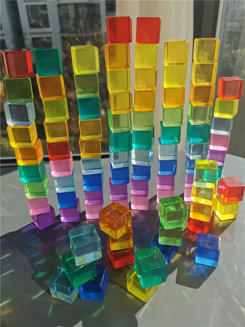 Rainbow Lucite Cube Stacking Building Blocks - Eco-Friendly Toys