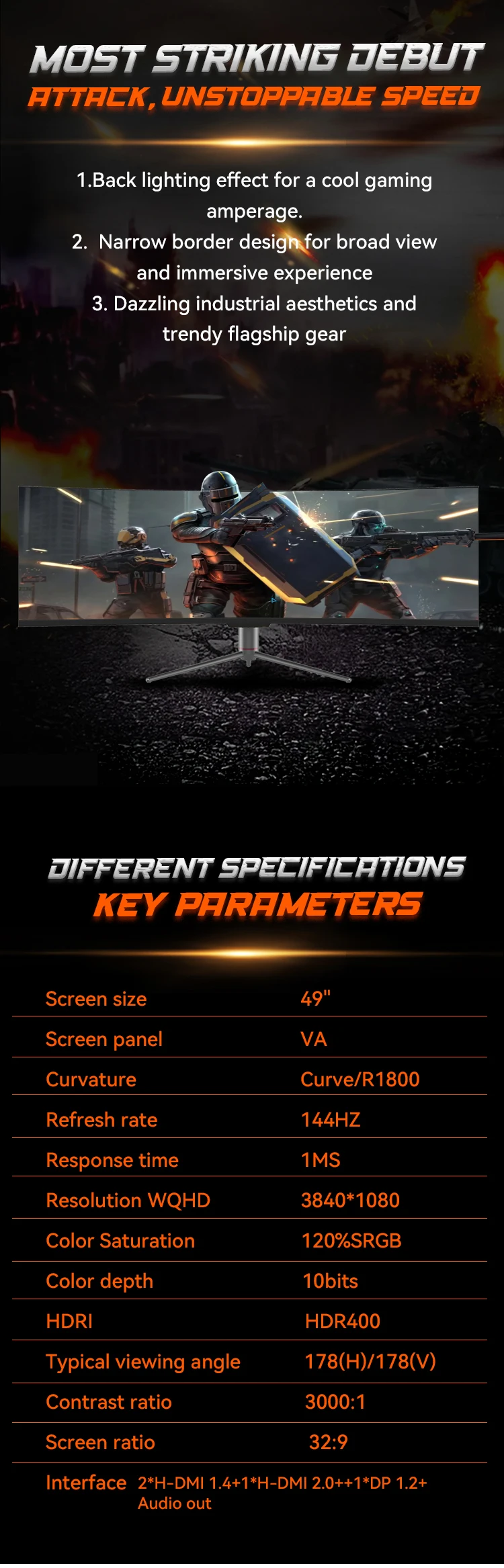 Super Wide Screen 2k 4k 5k 144hz 75hz Wholesale 49Inch LCD LED Panel ...