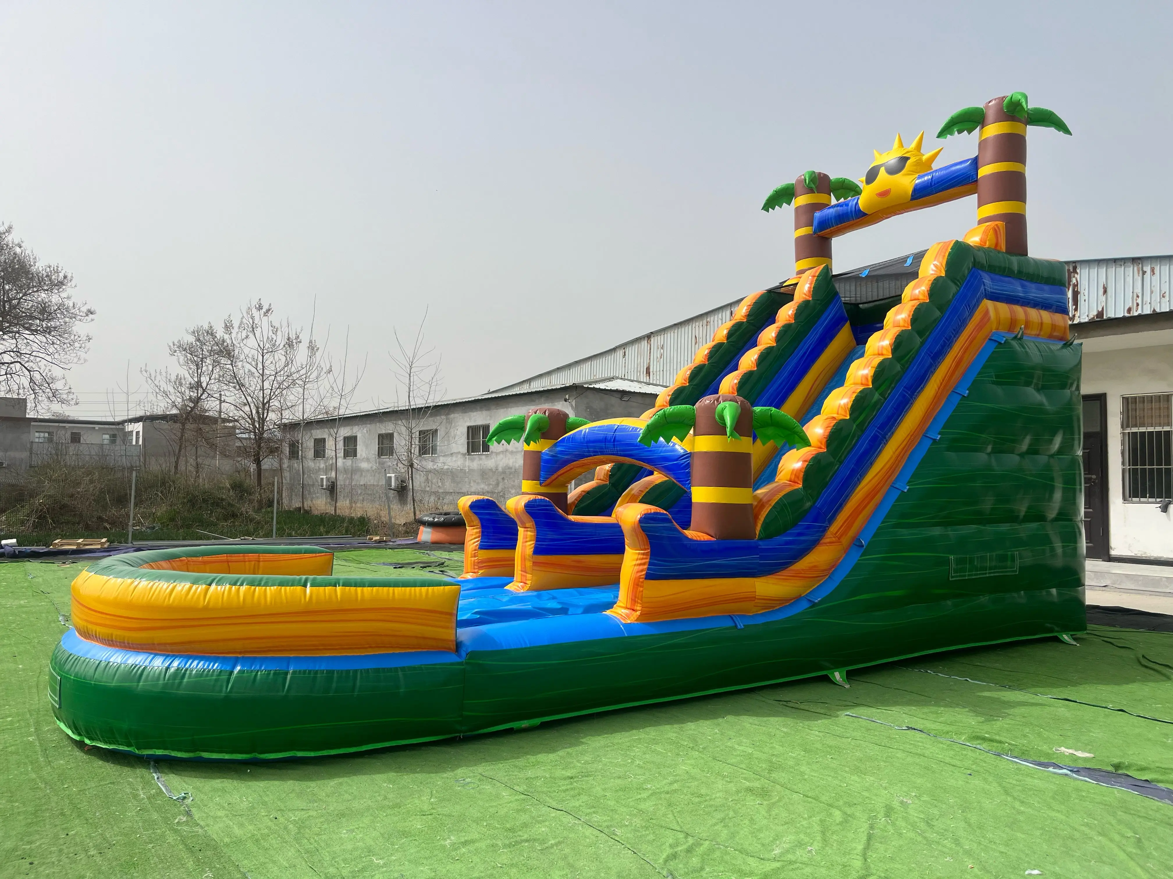 Summer 19ft Dual Tropical Rush Inflatable Water Slide Jumper Blow up ...