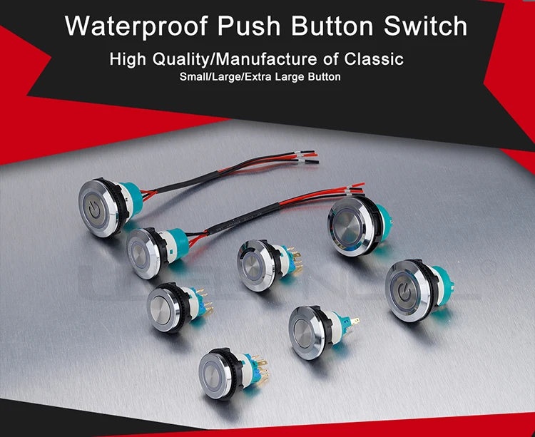 25mm Switches Led Ring Illuminated 4 Pins Momentary Latching On Off 12v ...