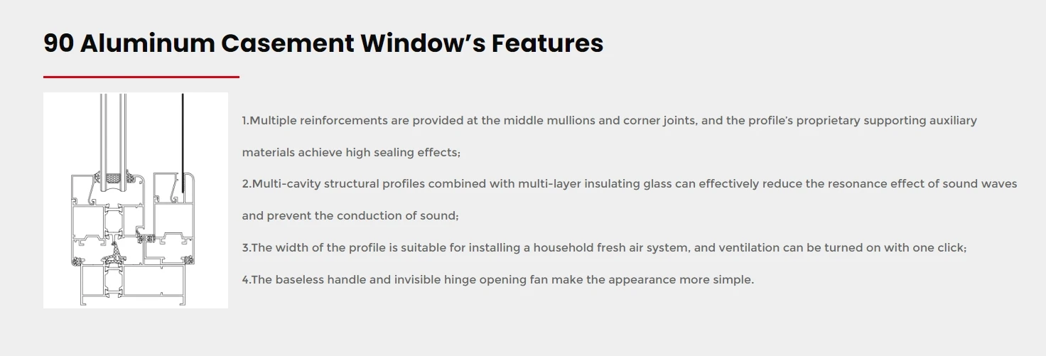 90 Aluminum Casement Window - Durable & Efficient Design