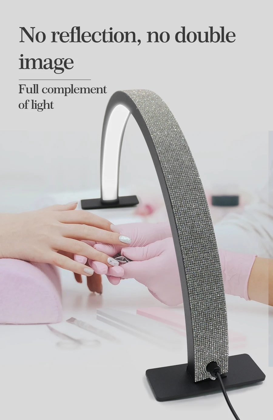 One Piece Half Moon Shape Eyelash Led Beauty Light With Diamond ...
