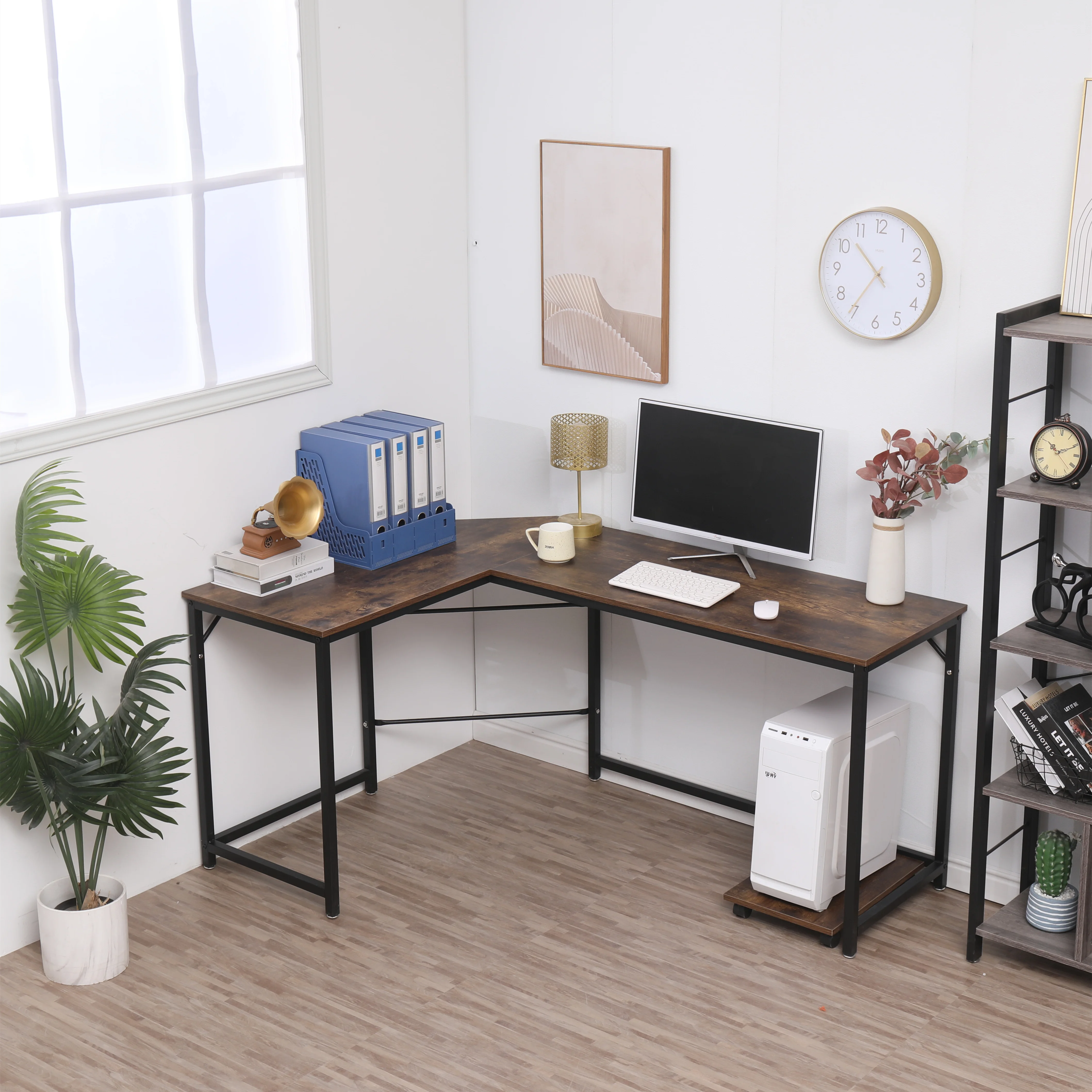Computer Desk L-shaped Corner Desk With Single Layer Storage Large Pc ...