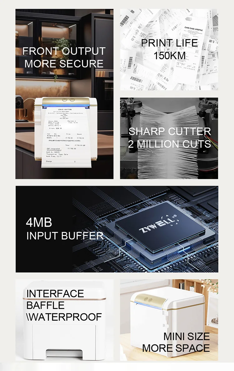 Desktop 80 Mm Thermal Receipt Printer - Pos System Front Output