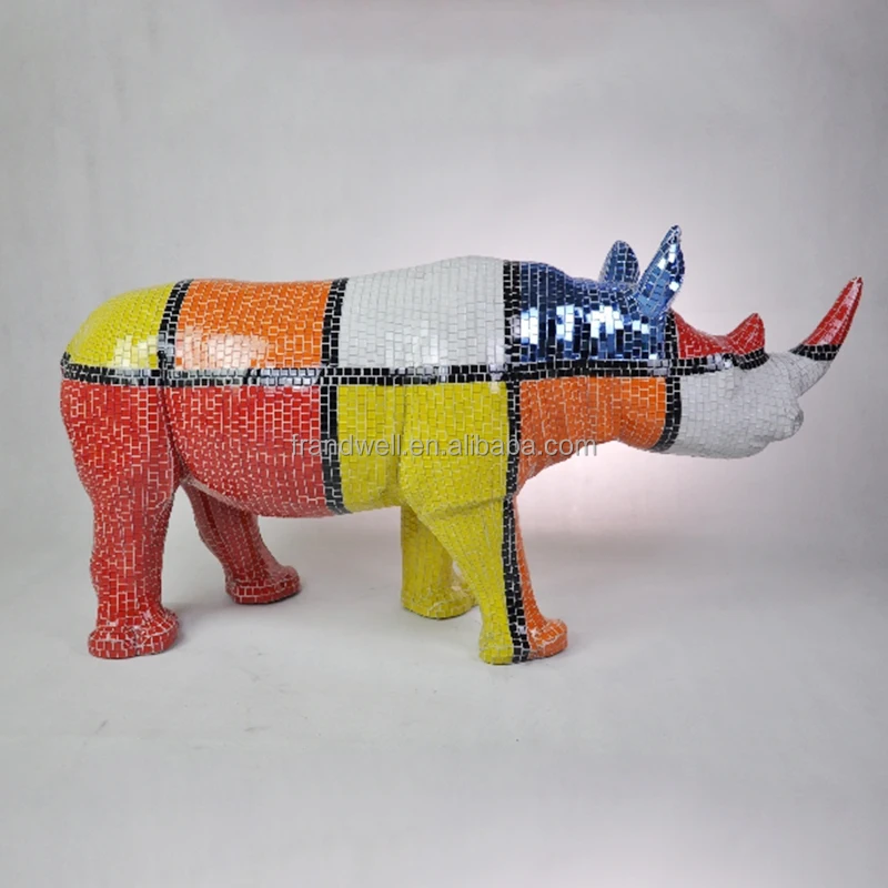 Customize Life Size Mosaic Animal Statues Outdoor Decoration Silver ...