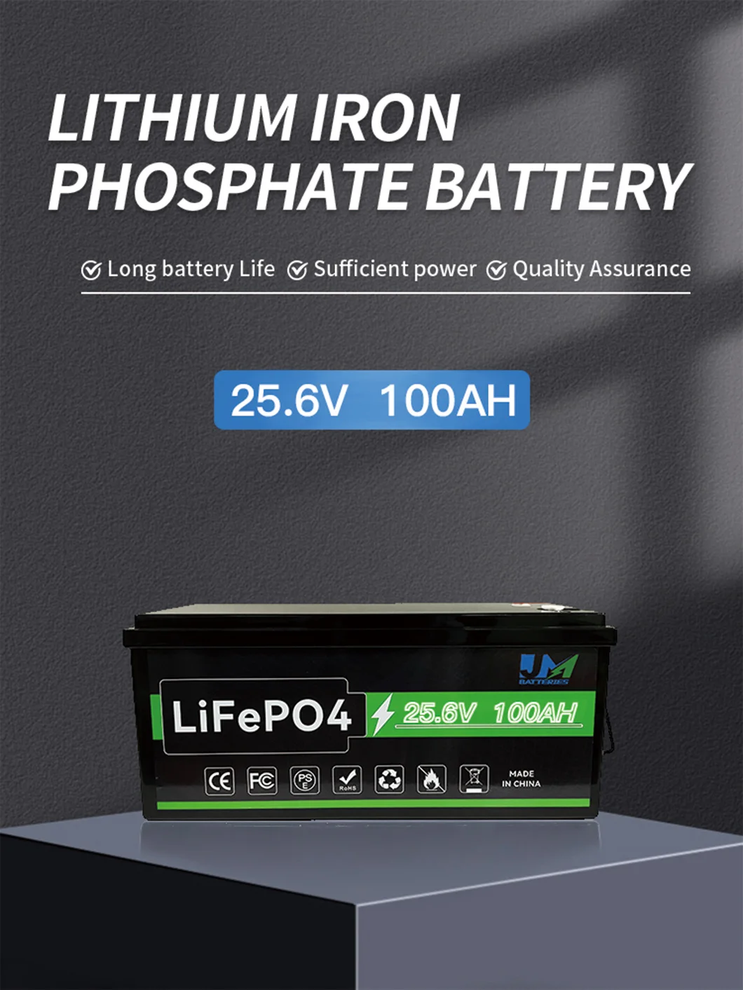 Lifepo4 Lithium Battery 100ah Cell Pack 25.6v Rechargeable Solar Energy ...