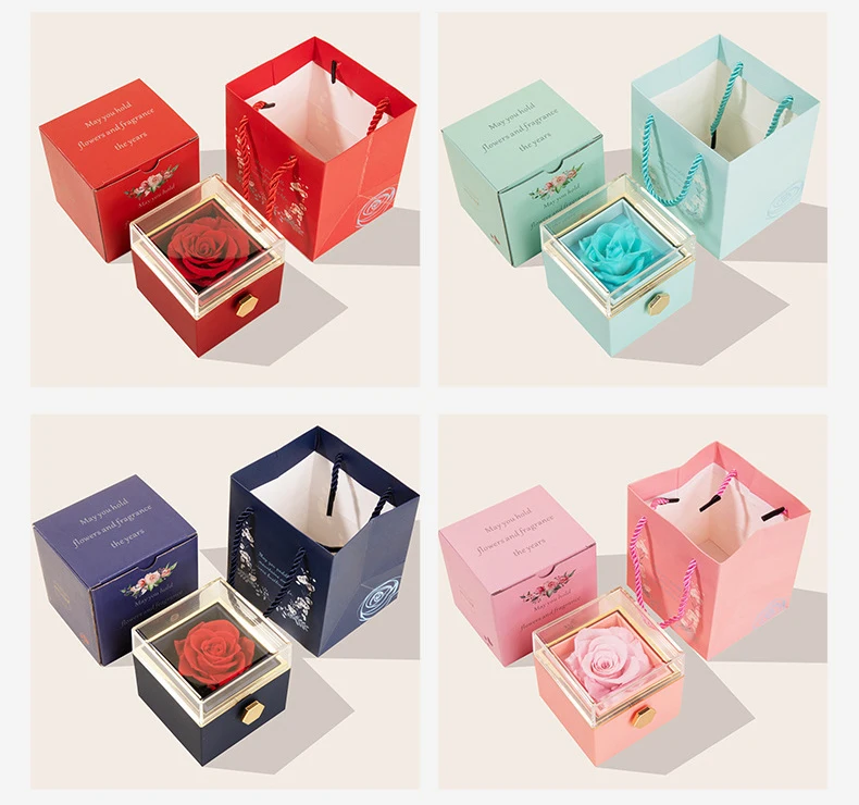 Eternally Preserved Rotating Rose Box with Engraved Heart Necklace ...
