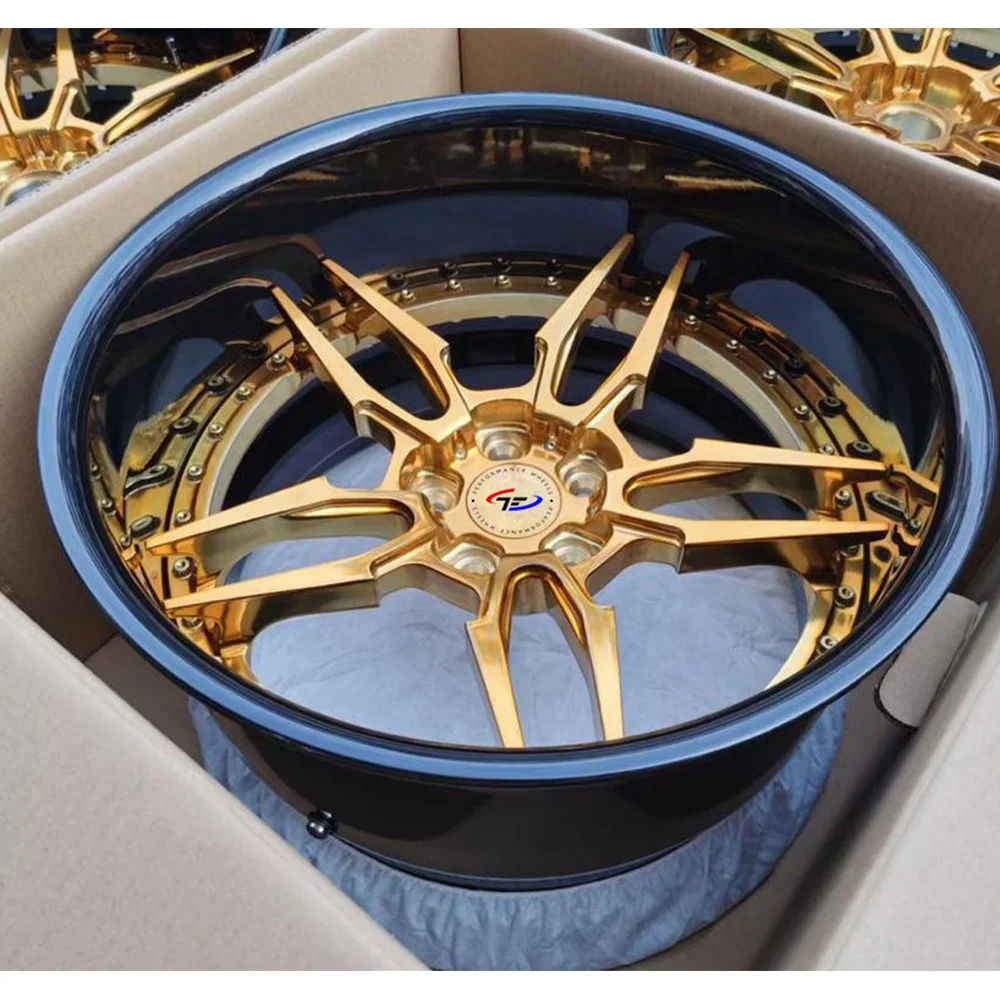 Custom 5x120 Golden Polished 2-pc Forged Wheel 18inch Car Sport Rims ...