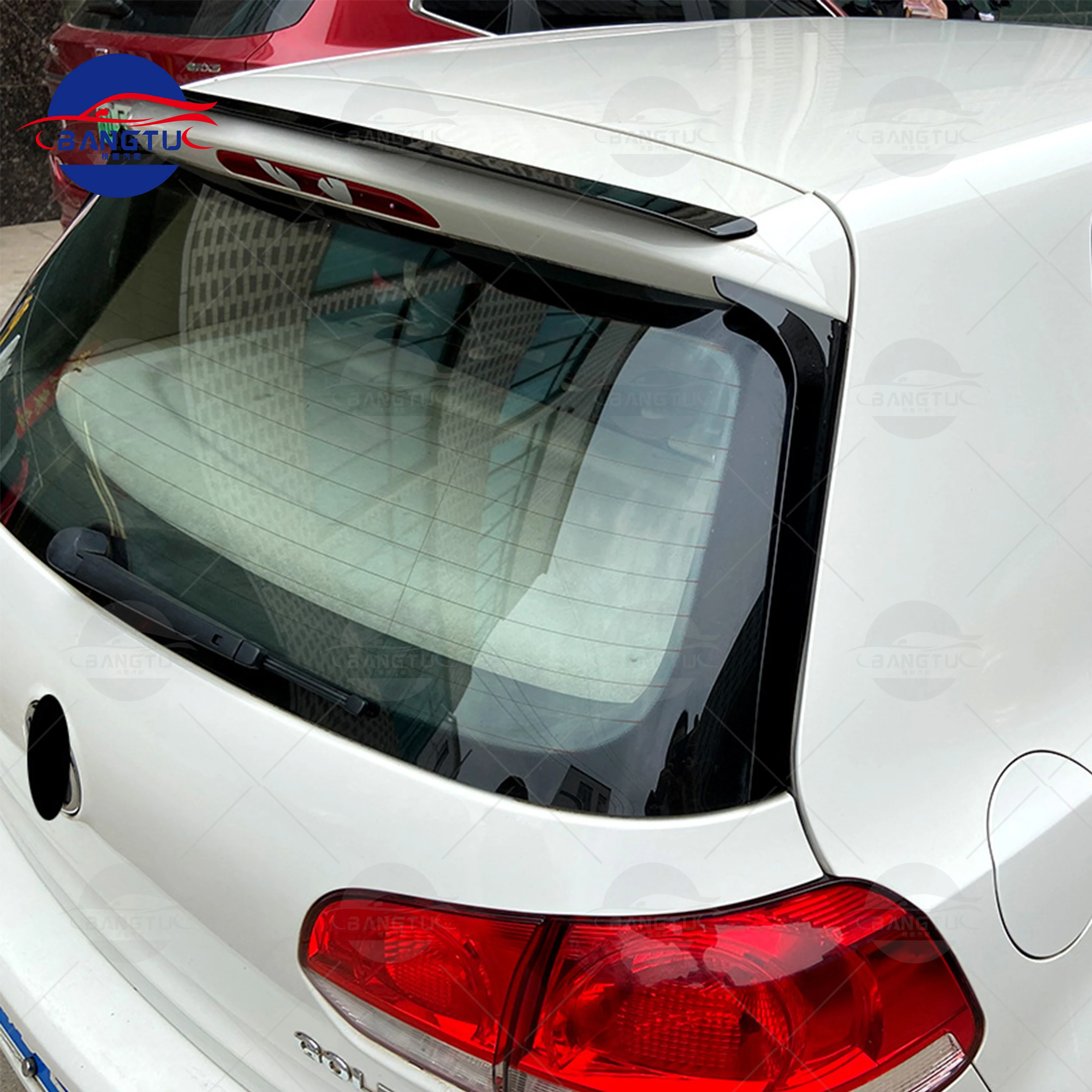AMP-Z Rear Spoiler Gloss Black Carbon Fiber Looking Rear Wing Abs Car ...