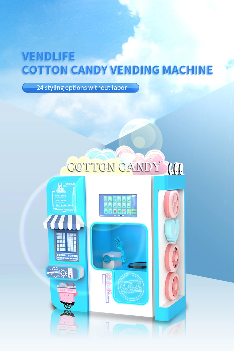 Vendlife Vending Machine Euro Professional Cotton Candy Maker Machine ...