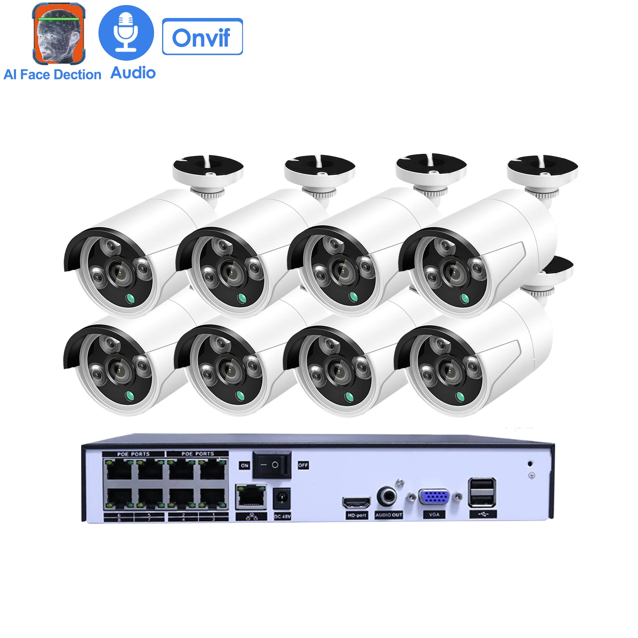 4k 8mp Ultra Hd Poe Ip Security Camera System Nvr Kit Outdoor Bullet ...