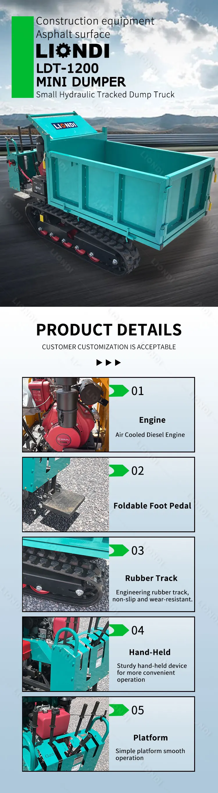 Self Loading Skid Steer Loader Mini Transporter Dumper With 1200 Kg ...