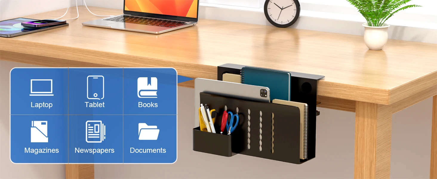 Under Desk Cable Management Tray,2 In 1 Desk Side Storage No Drill ...