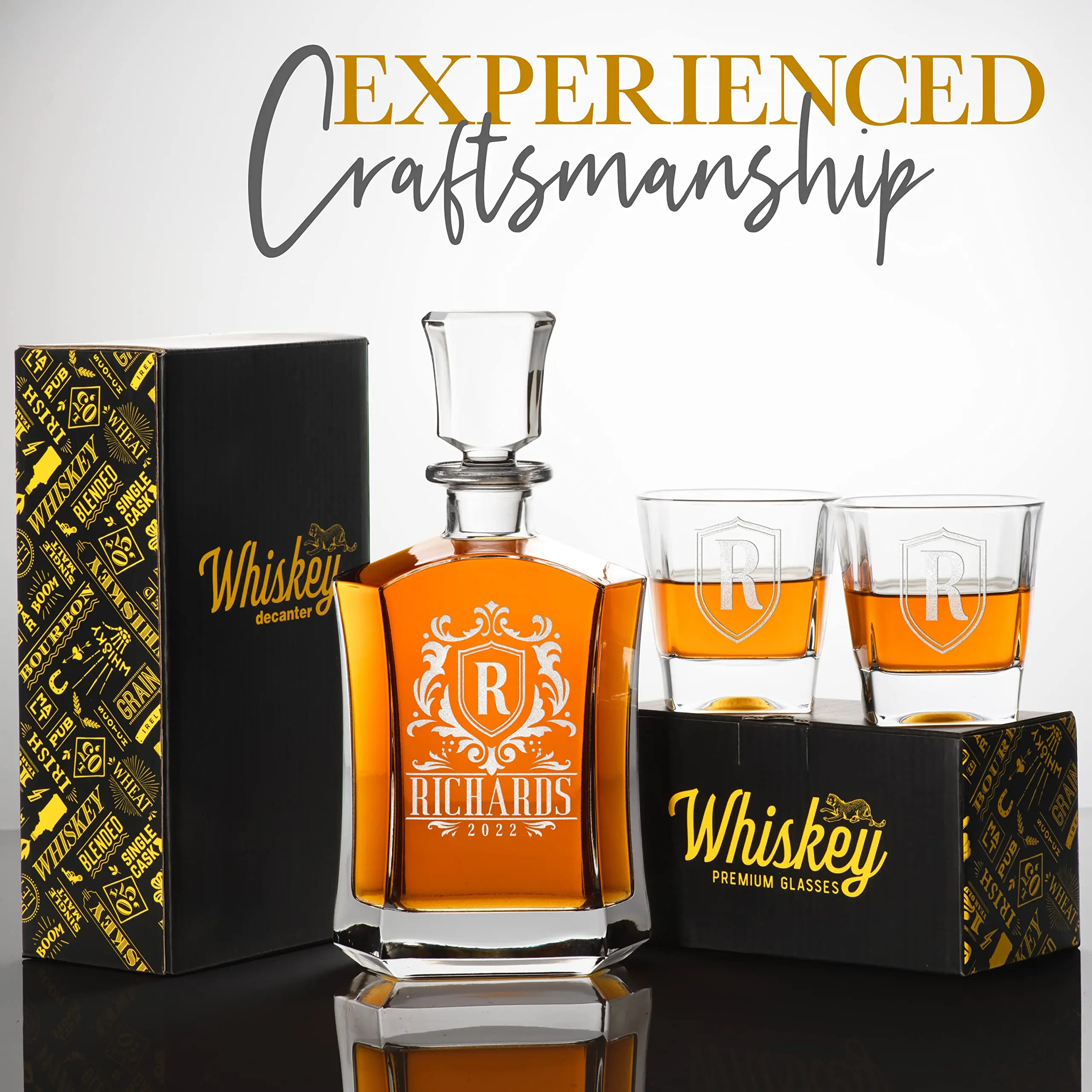 Custom Logo Engraved Liquor 25 Oz Personalized Glass Whiskey Decanter ...