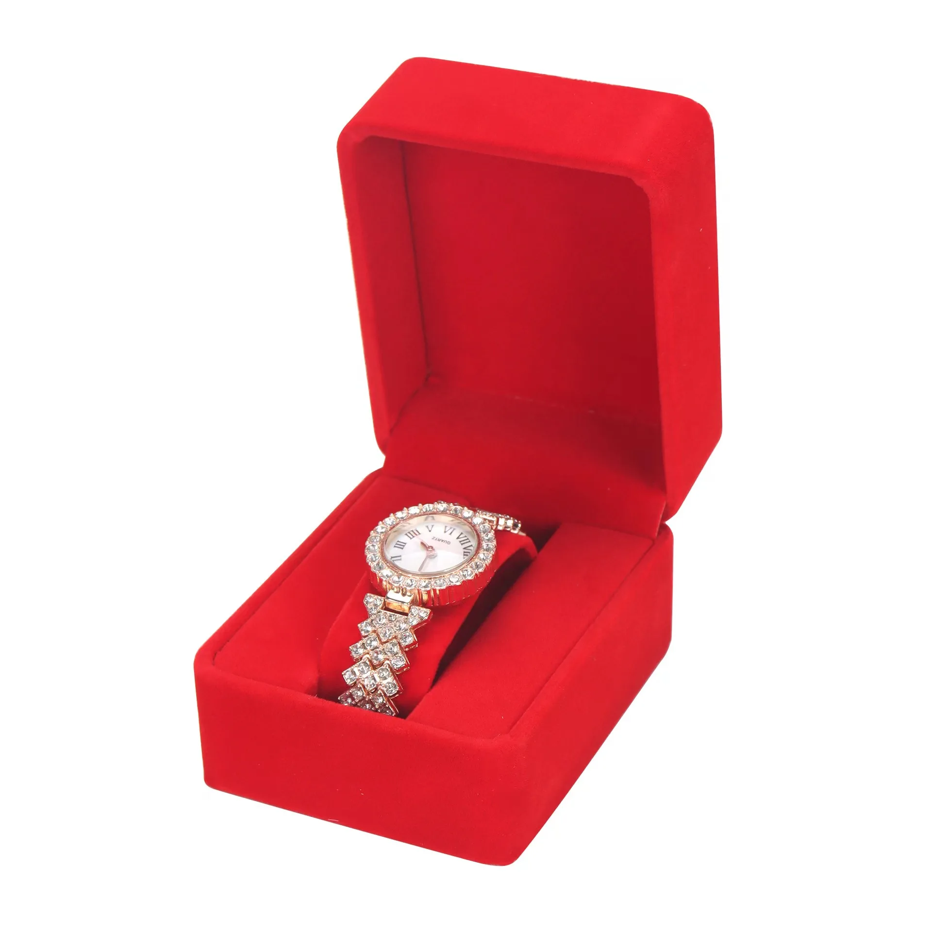 Wholesale custom factory Velvet plush watch bag box with flip top watch ...