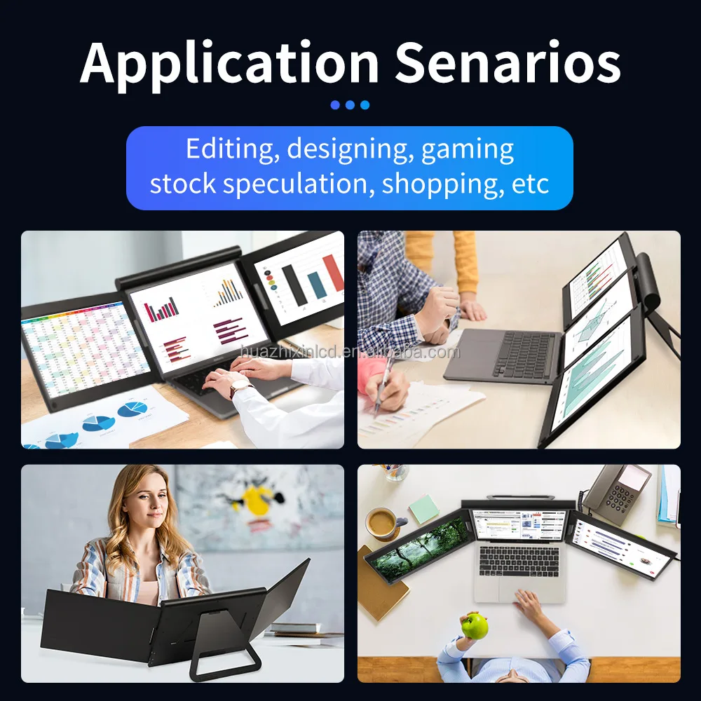 Triple 13.3inch Portable Monitor Screens for Laptop Gaming