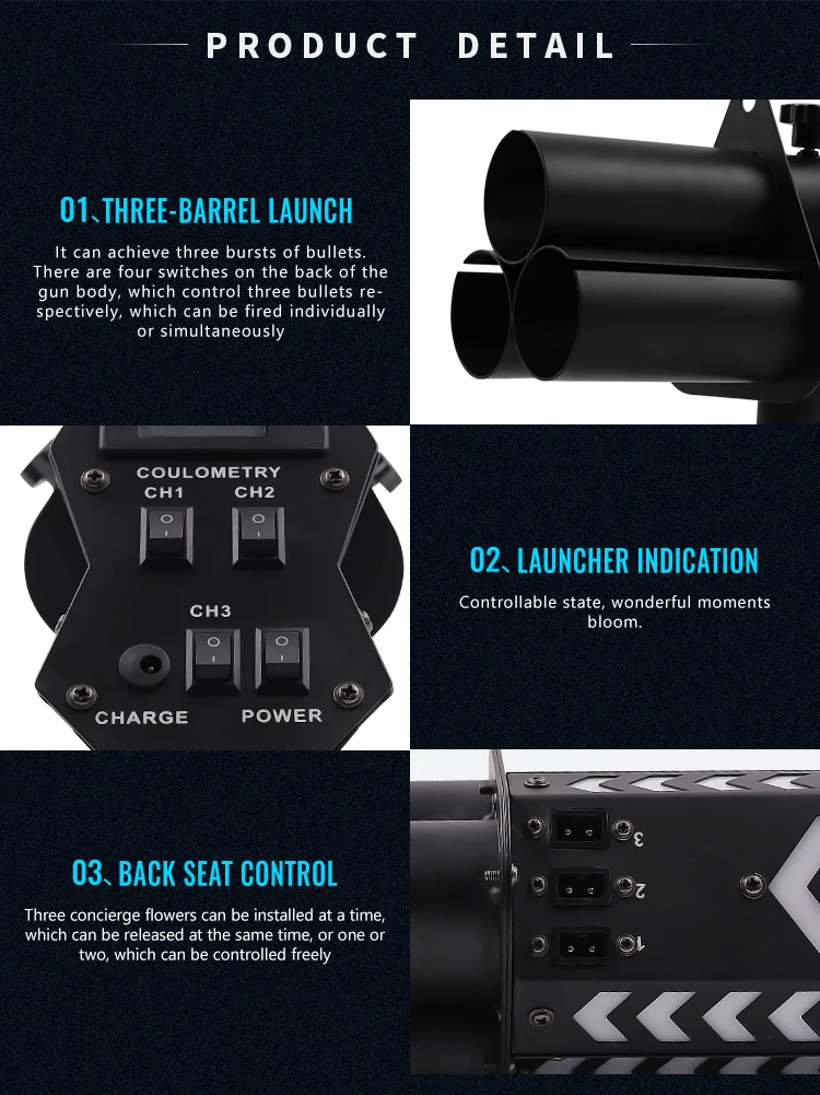 Portable Led Co2 Confetti Jet Gun 3 Heads Wedding Party And Stage ...