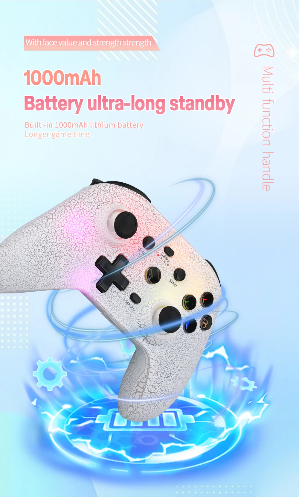 Wireless Controller Gamepad with RGB Light for Mobile & PC