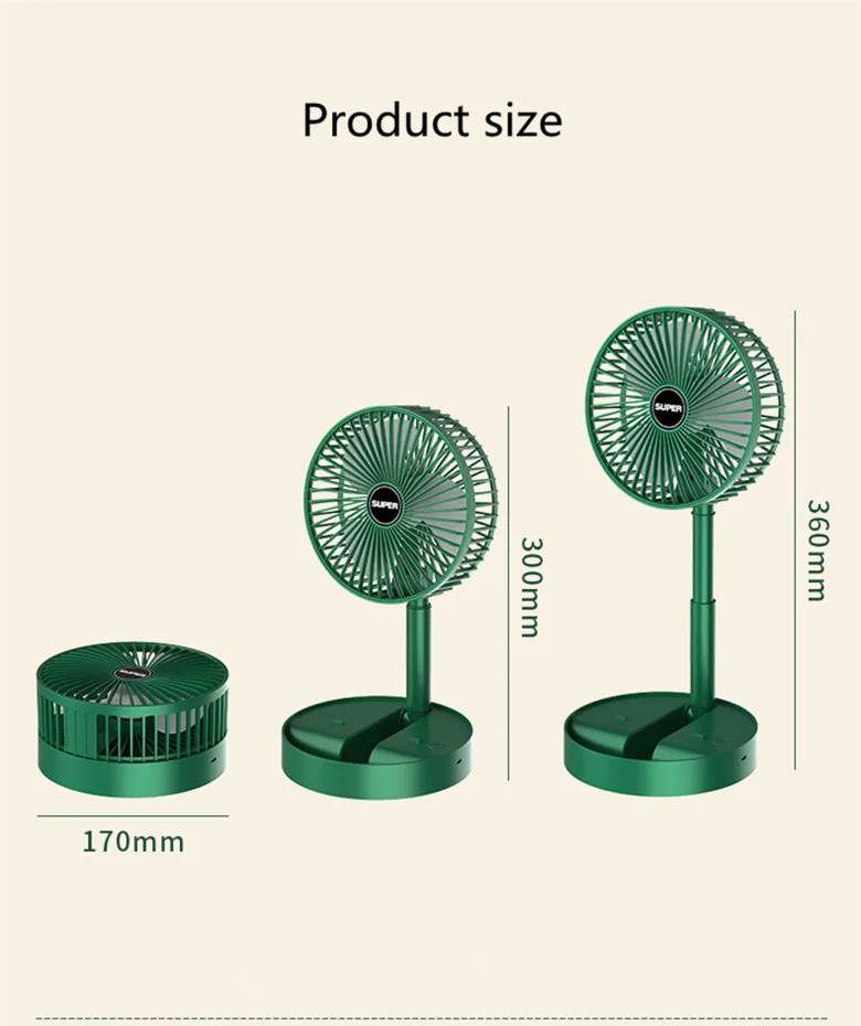 Portable Usb Telescopic Folding Fan Collapsible Rechargeable Floor Fan ...