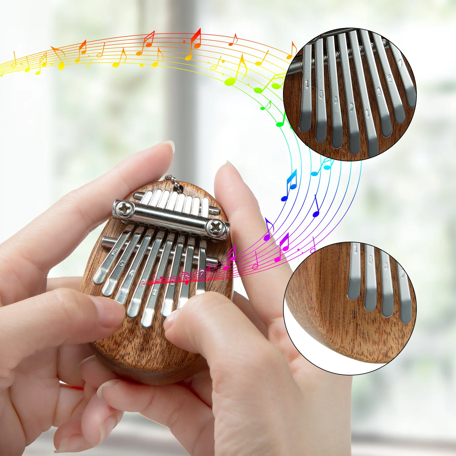 Mini Kalimba 8 Keys Solid Wood Finger Thumb Piano Portable Marimba ...