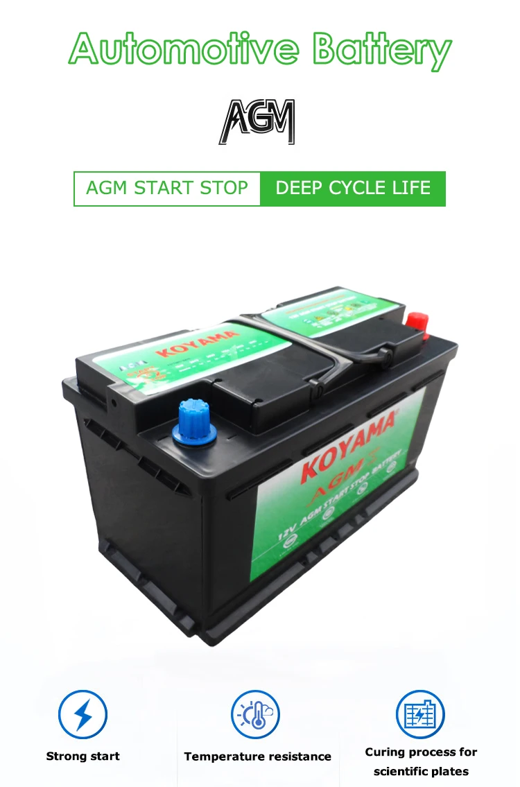 Factory Price 12V80AH Automotive Battery 6-QTF-80 3 Times Cycle Life Start Stop Agm Car Battery ...