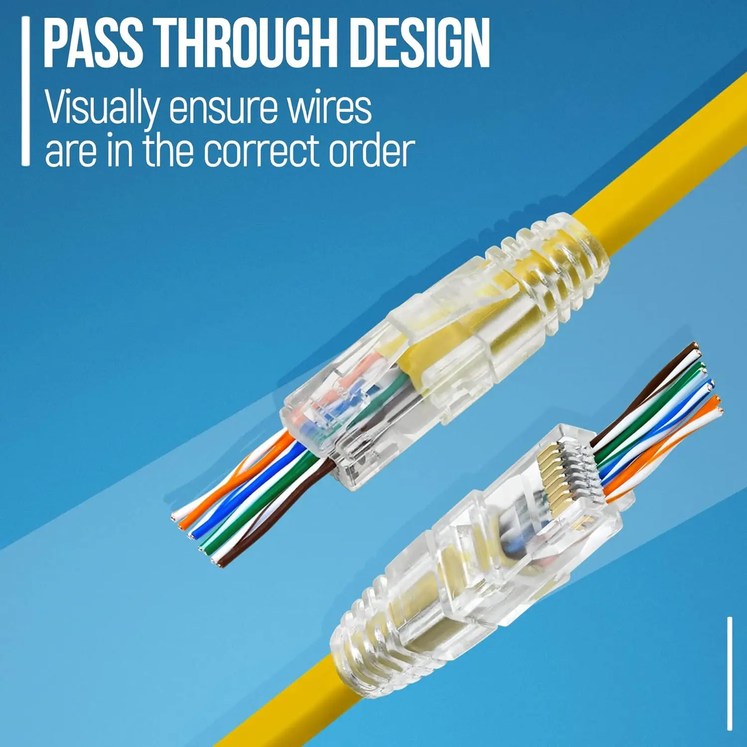 Rj45 Cat6 Pass Through Connectors Assorted Colors Ez To Crimp Modular ...