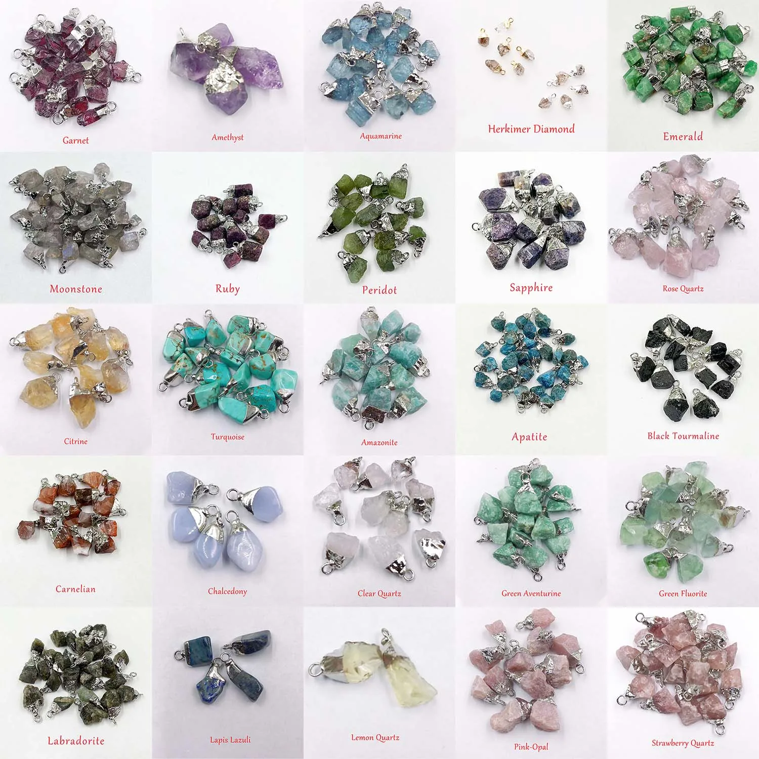Irregular Stone Earring Necklace Pendant Raw Gemstone Charms