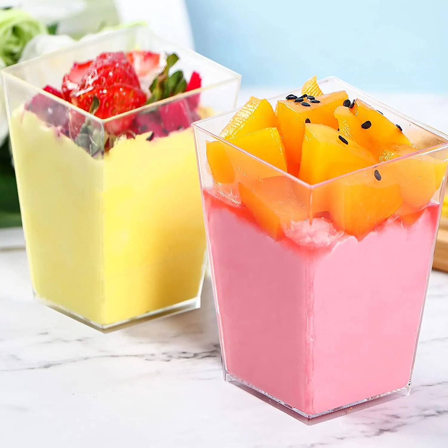 Disposable Square Cup Clear Plastic Pudding Cup With Lid - Buy Pudding ...