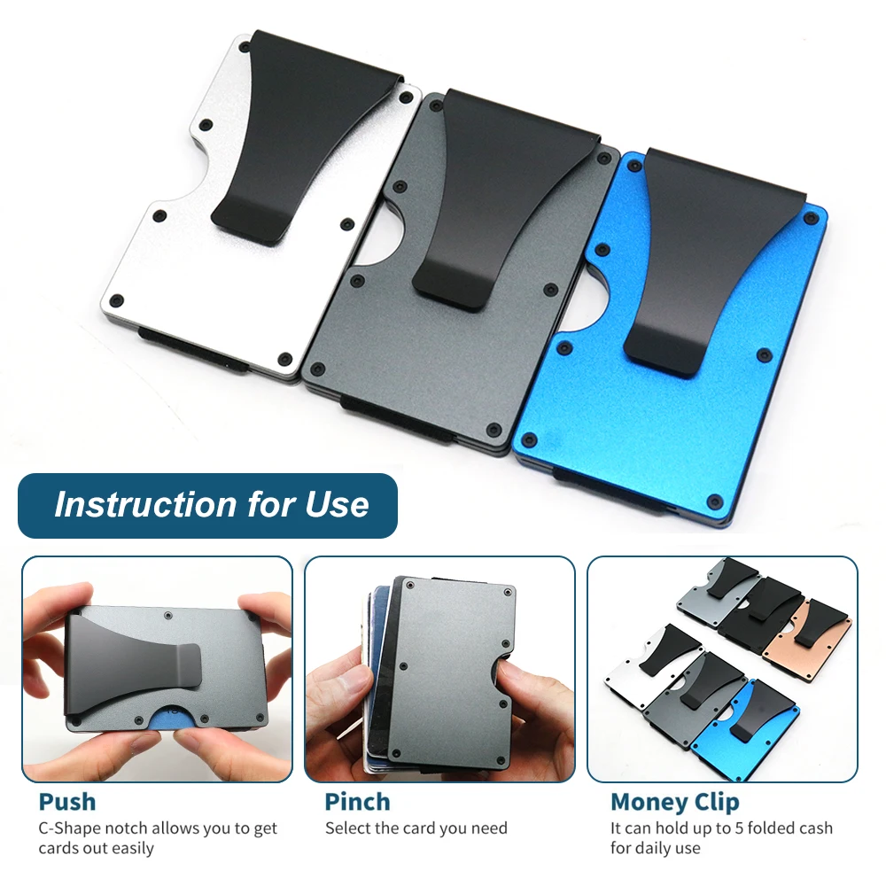 Ready To Ship Ultra Slim Mens Metal Wallet Rfid Blocking Aluminum Card ...