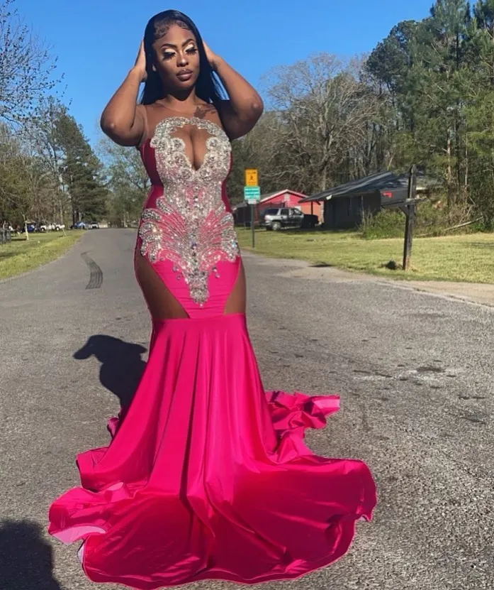 Ocstrade Red Carpet Modeling Crystal Sleeveless Evening Long Dress ...